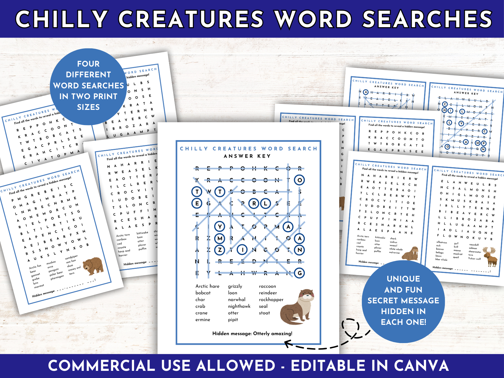 PLR Chilly Creatures Word Searches